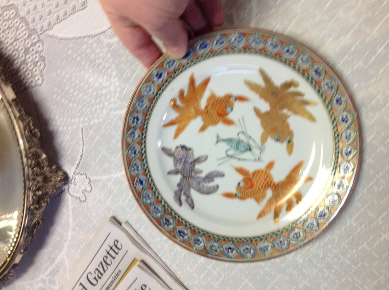 12– Fun and Wild Antique Chinese Goldfish Plates- - Etsy