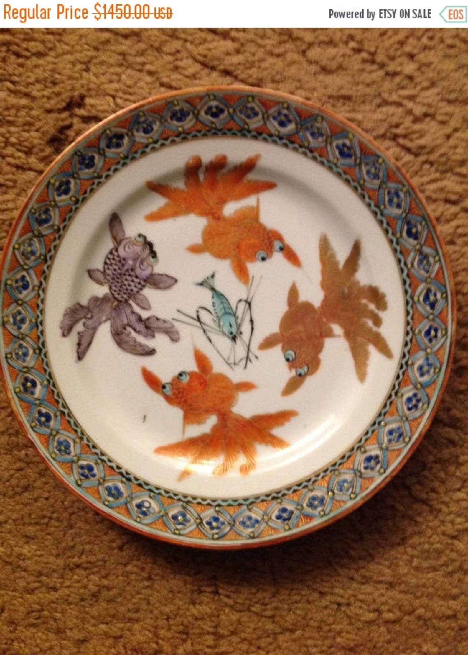 12– Fun and Wild Antique Chinese Goldfish Plates- - Etsy