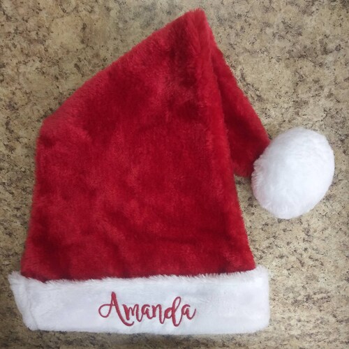 Plush Velvet Personalized Santa Hat Custom Santa Hats Hats - Etsy
