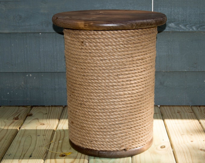 Nautical Decor, Spool Table, Storage Table, Stool, Rustic Decor, Jute ...