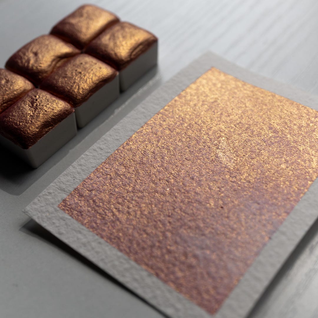 Red Gold - Shimmer Watercolor - Half Pan - Handmade Watercolor - Etsy