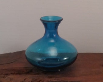 Turquoise glass vase | Etsy