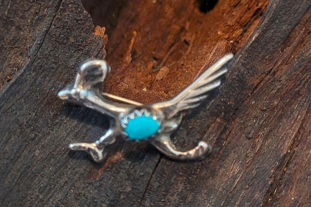 Navajo Road Runner Pin, Native American Turquoise Road Runner Brooch - Etsy