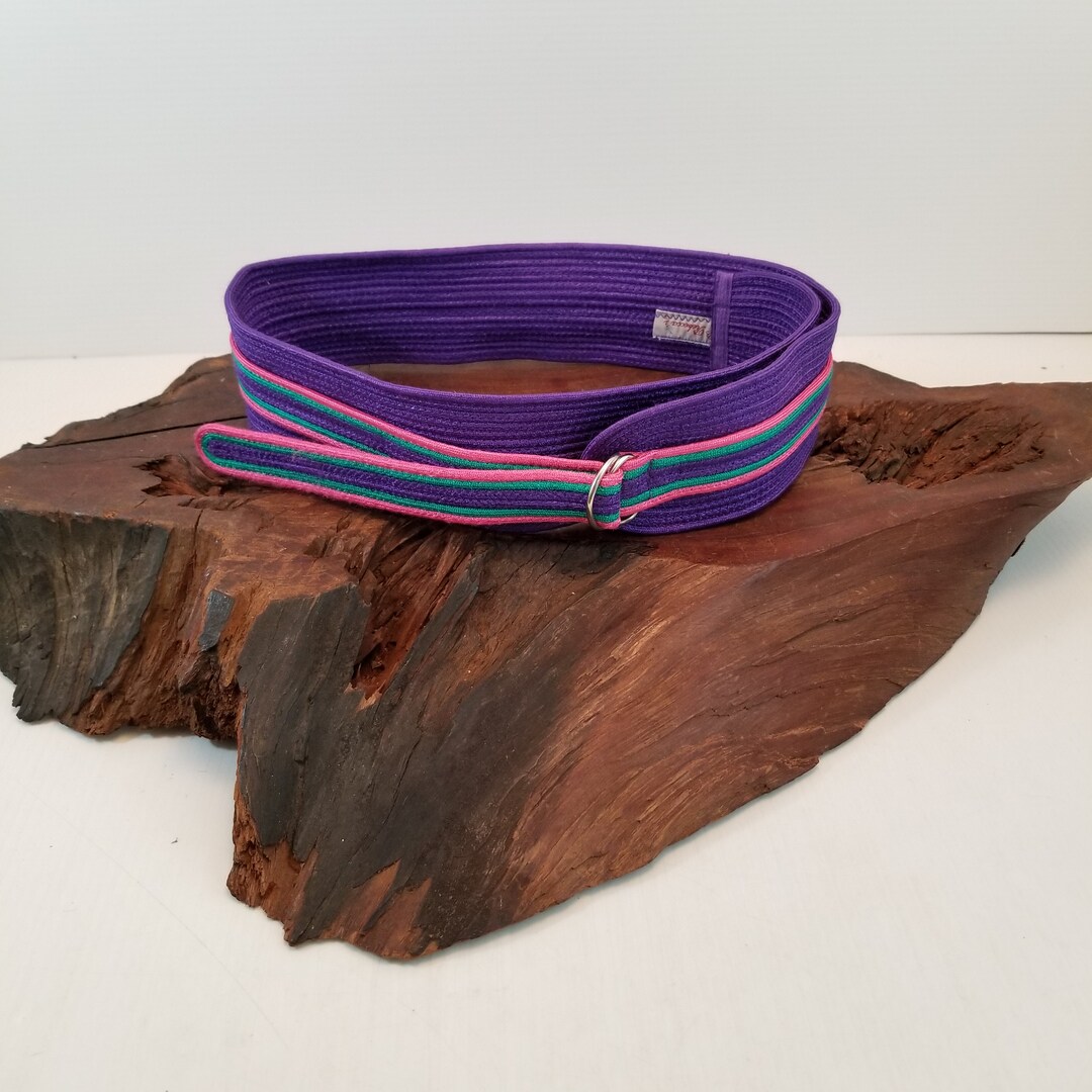 Purple Woven Fabric Belt Totally 1980's Hook and Loop Closure Belt 37 ...