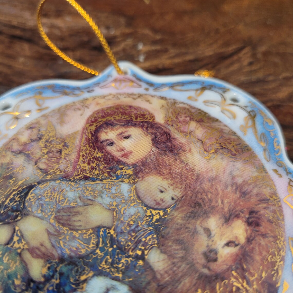 Lion and Lamb Edna Hibel Porcelain Ornament, the Wonder of Peace - Etsy