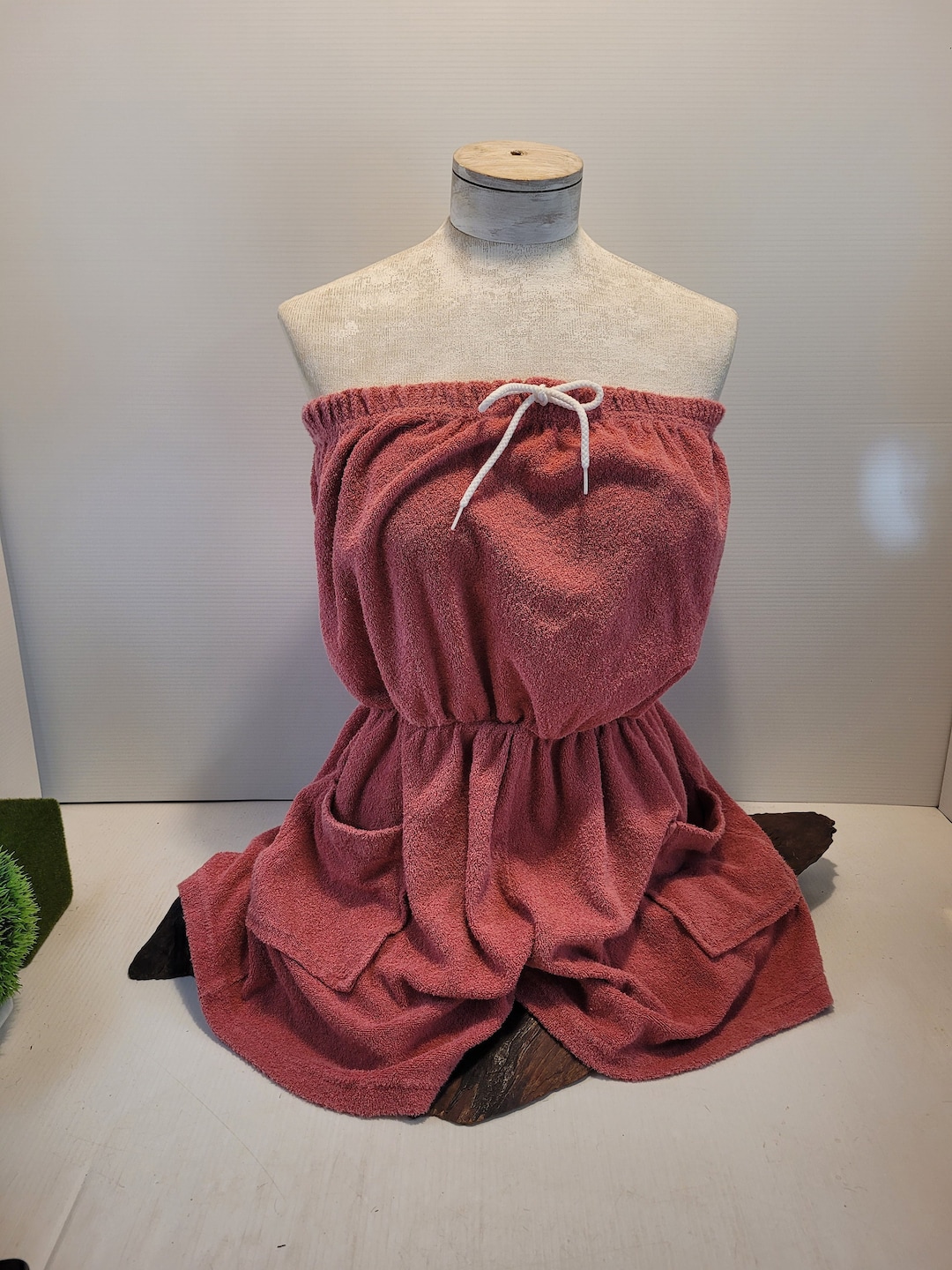 Terry Cloth Beach Cover up in Rose Pink Size 2X, Tube Top Short Romper ...