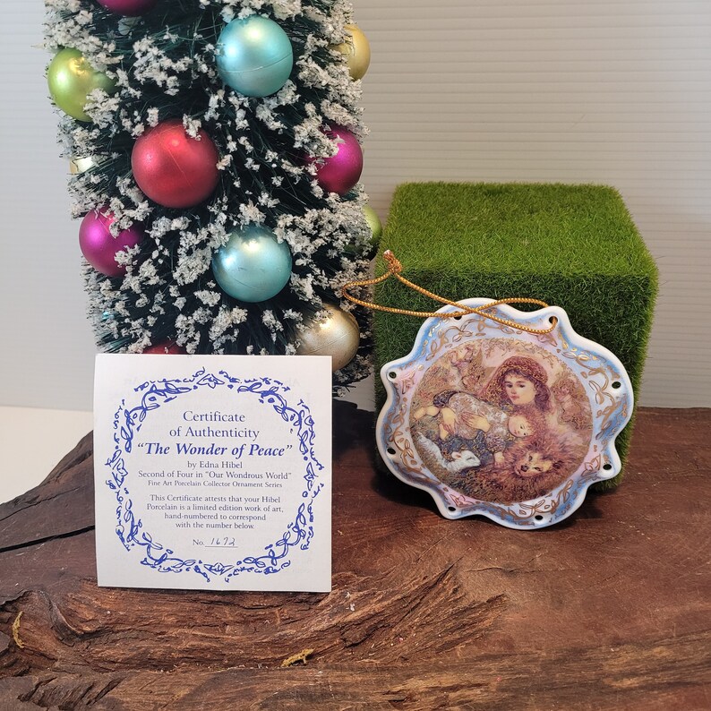 Lion and Lamb Edna Hibel Porcelain Ornament, the Wonder of Peace - Etsy