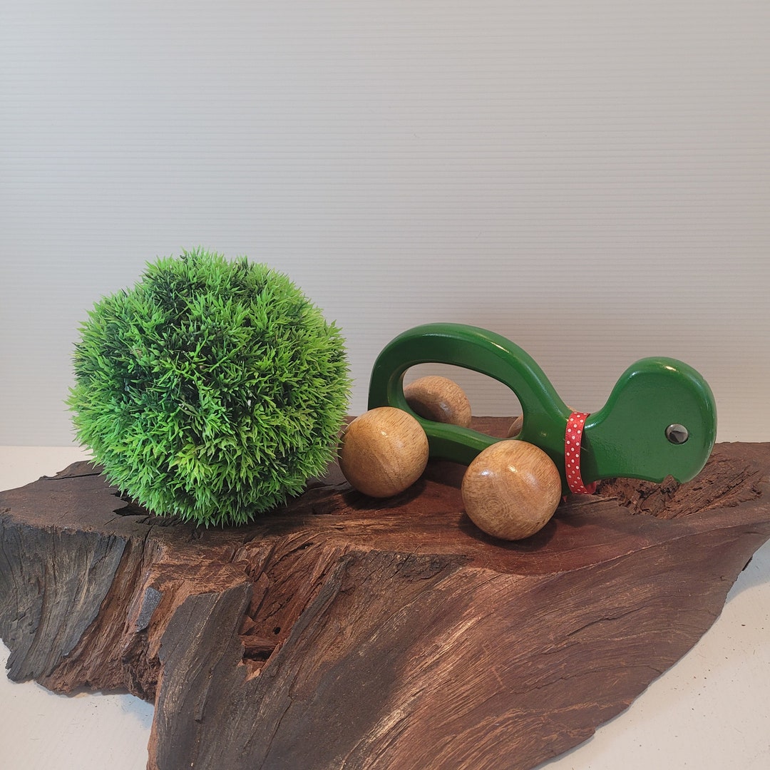 Vintage Turtle Rolling Toy, Vintage Turtle of Wood Rolling Wheel Toy - Etsy