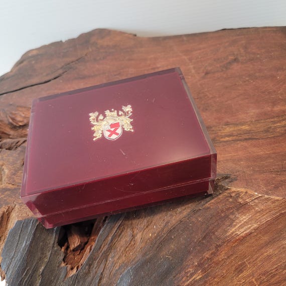 Vintage Lord Elgin Mini Red Lucite Men's Jewelry Box,… - Gem