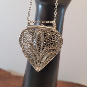 Filigree Silver Heart Coin Locket, Victorian Style Miniature Heart ...