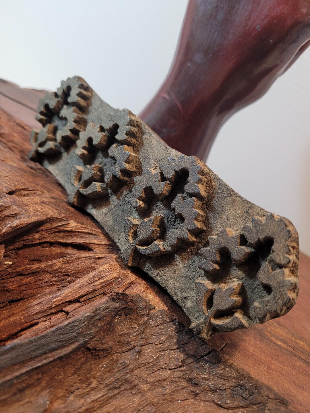 Antique Carved Wood Textile Stamp: Repetitive Leaf Pattern - Etsy