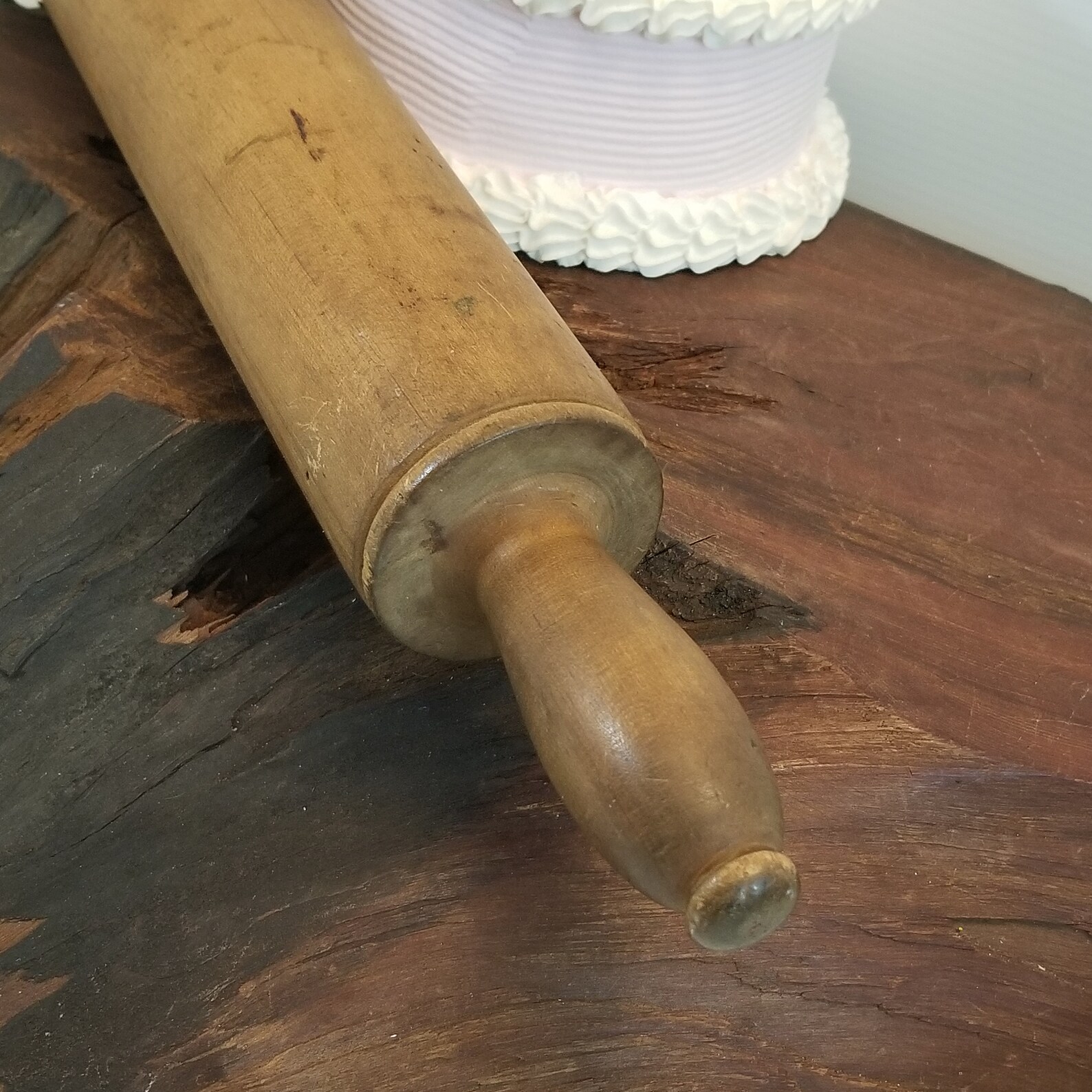 Vintage XL Wooden Rolling Pin Wooden XXL Non Moving Handle | Etsy