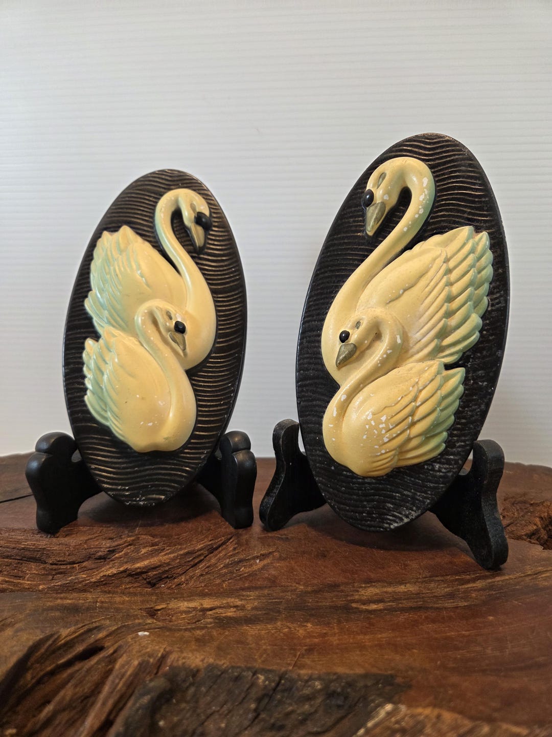 Vintage Miller Studios Swan Chalkware Wall Plaques, Mid Century - Etsy