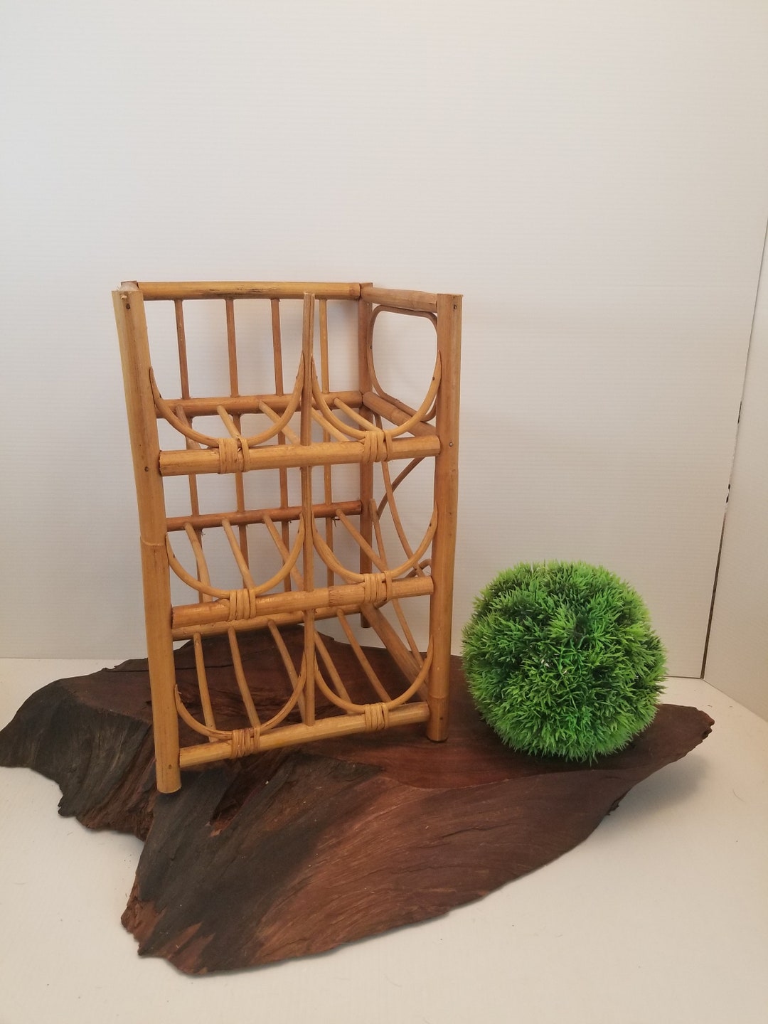 Rattan Bamboo 6 Bottle Wine Rack - Etsy