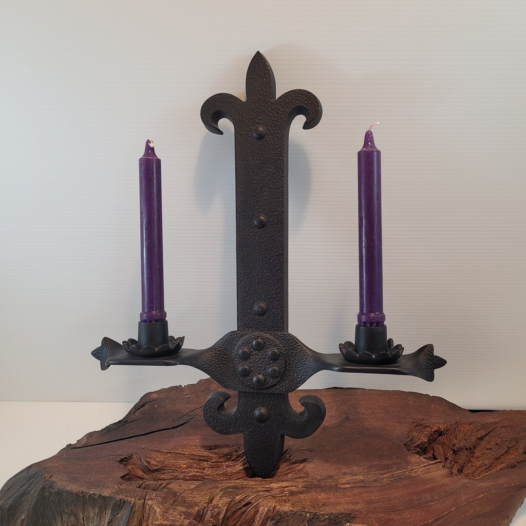 Vintage Black Hammered Tapper Candle Holder, Rustic Cast Aluminum ...