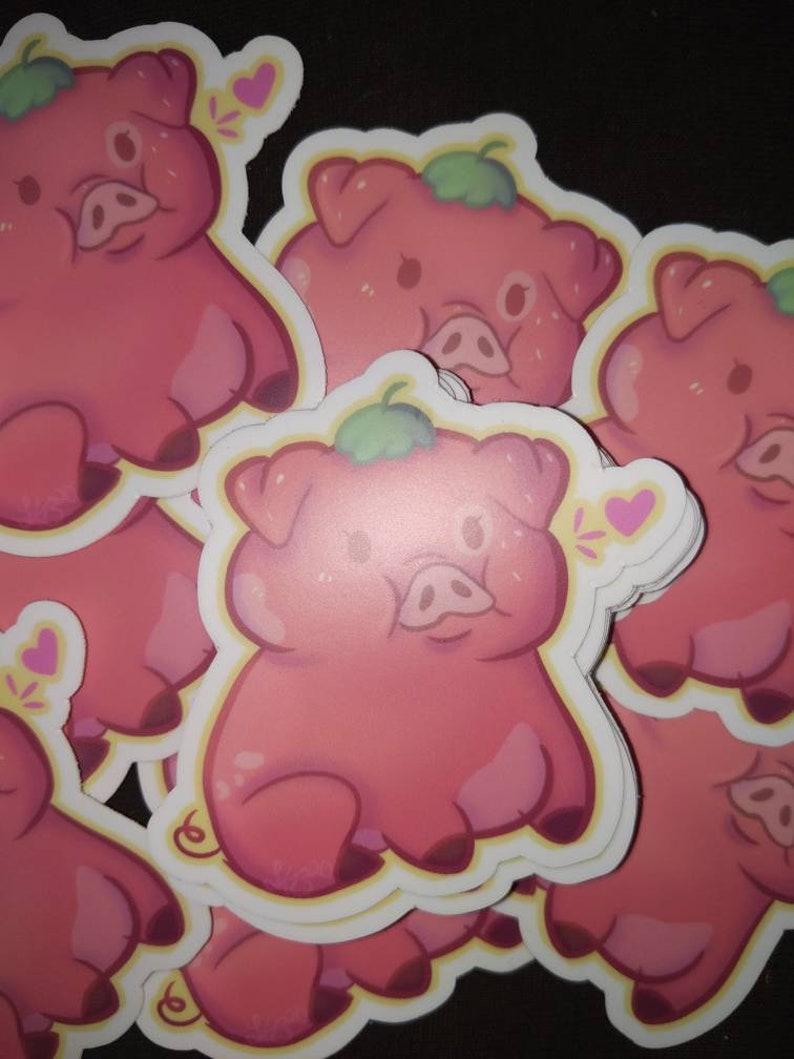 Pinkie the Strawberry Pig Sticker - Etsy