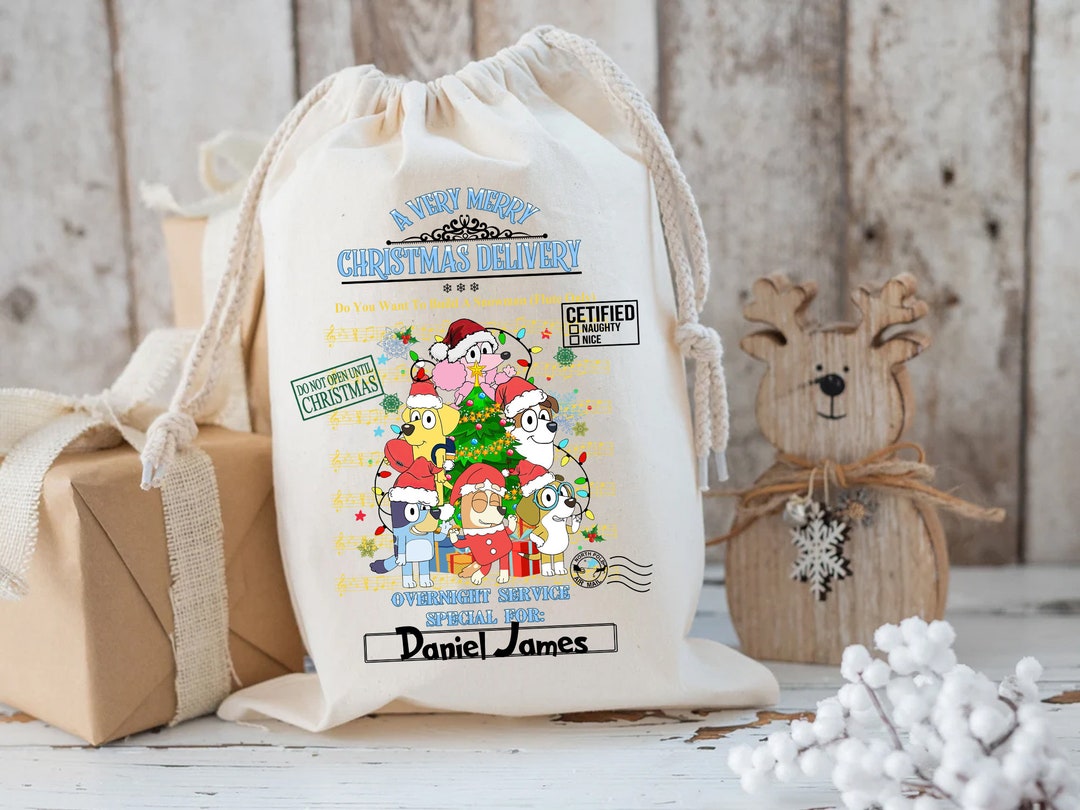 Personalized Bluey Santa Sack Custom Christmas Bluey - Etsy