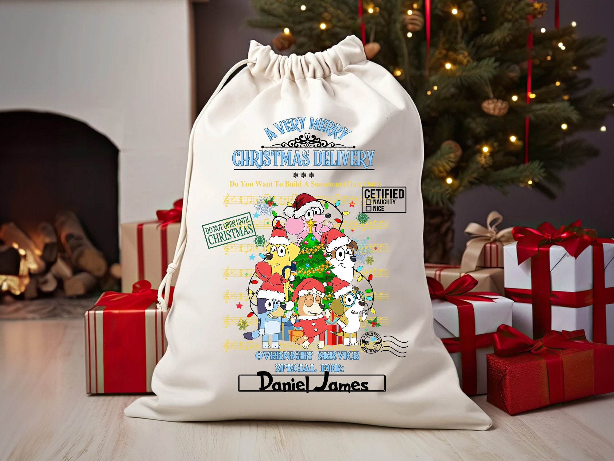Personalized Bluey Santa Sack Custom Christmas Bluey - Etsy
