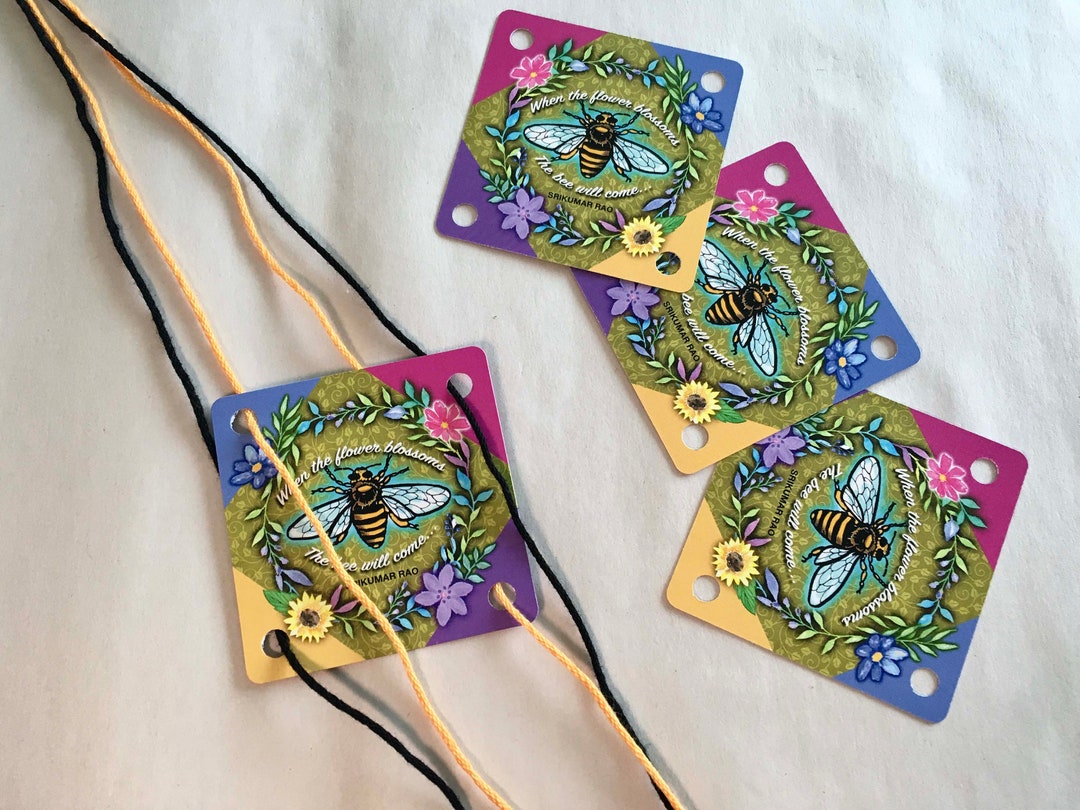 Cards-spring Bee-set of 24 Small Weaving Cards-original Design for Card ...
