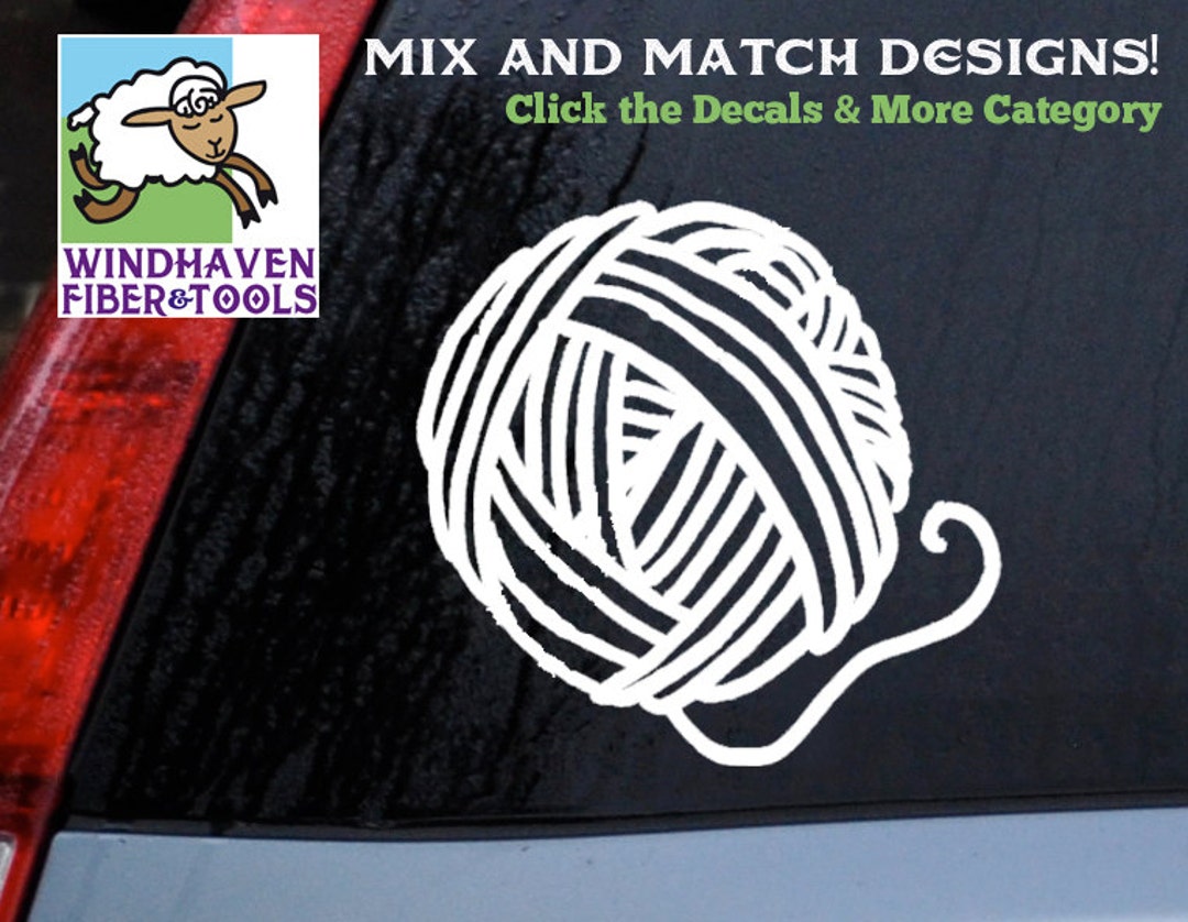 Decal-ball of Yarn WFT-019 18 Colors 3 Sizes Vinyl Sticker for Cars ...