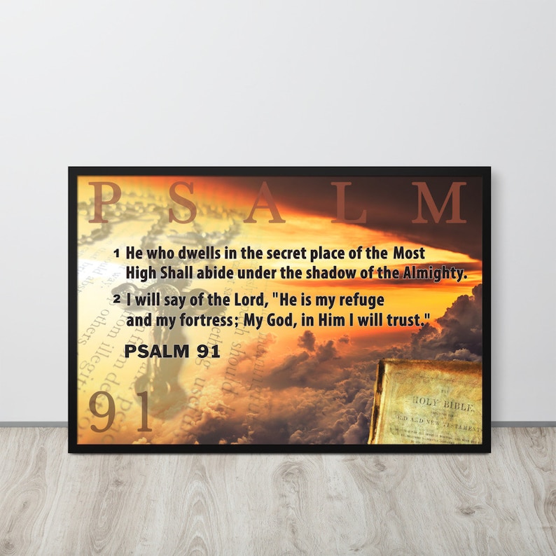 Framed Psalm 91 Poster Bible Scripture Quote Inspirational Art - Etsy