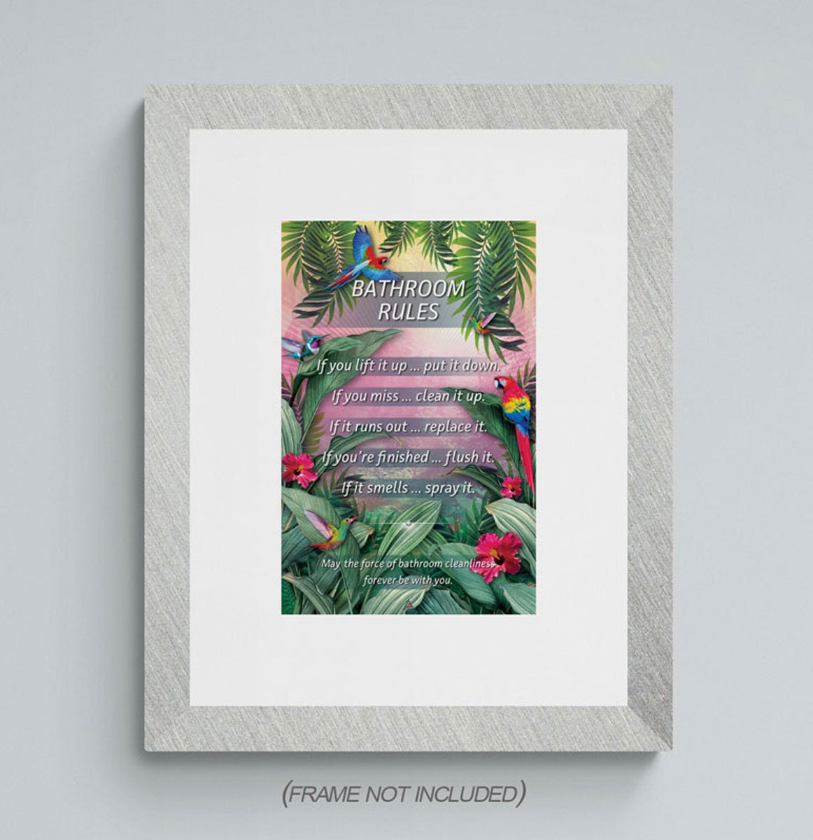 Bathroom Rules Poster Parrot Pink Wall Decor Art Print - Etsy