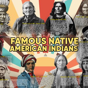 Famous Native American Indians Poster Wall Art Print, Unframed, 24"x18 ...