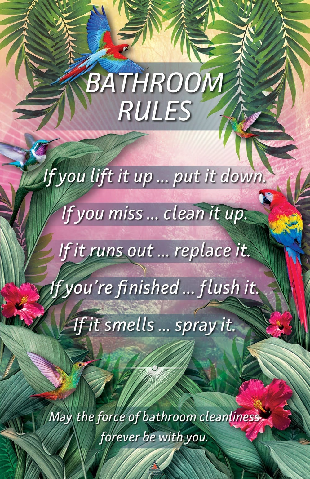 Bathroom Rules Poster Parrot Pink Wall Decor Art Print - Etsy