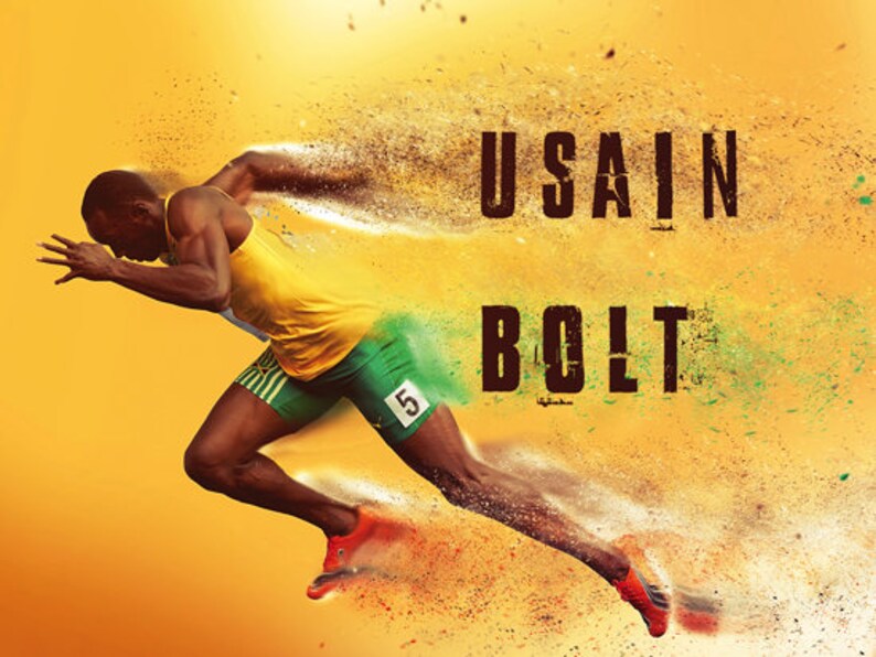 Usain Bolt Poster Running Fast Lightning Art Print 24x18 - Etsy