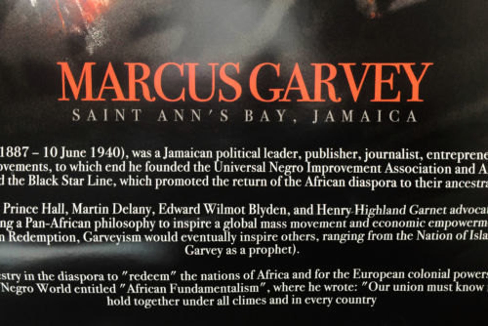 Marcus Garvey Poster With Biography Black History Wall Art - Etsy