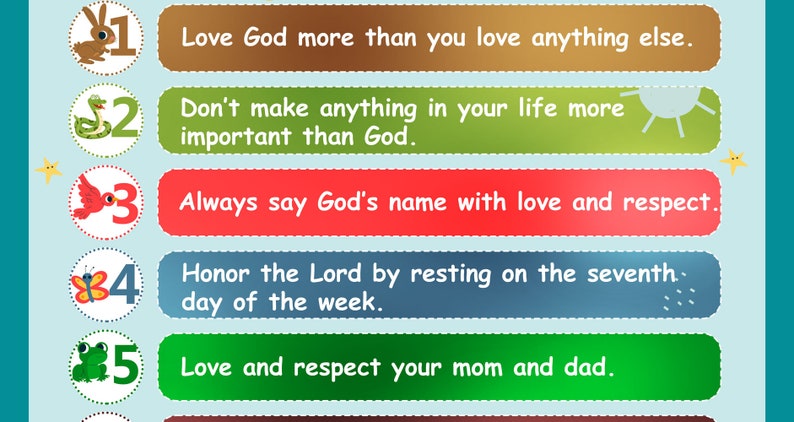 Ten Commandments Poster for Kids Children Classroom Wall Art - Etsy Israel