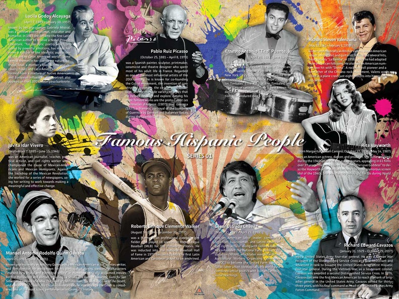 Famous Hispanic People Poster Series 01, Unframed, 24"x18" - Etsy