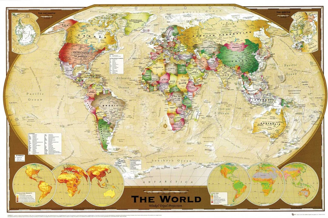 World Map Poster Large Classroom USA Wall Print, 24"x36", Unframed ...