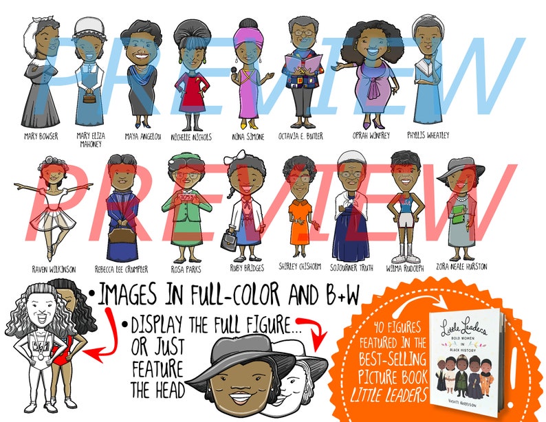 Little Leaders, Bold Women in Black History Clip Art - Etsy