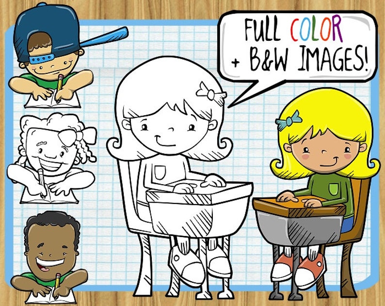 Multicultural School Kids / Students / Children Clip Art - Etsy