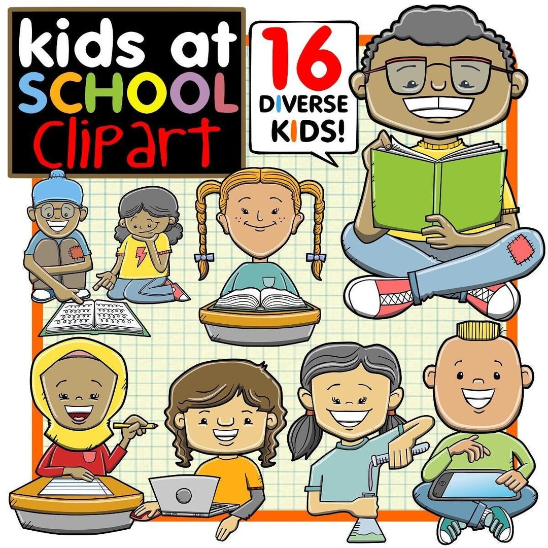 Clip Art: Kids at School, School Kids, Students, School Children - Etsy