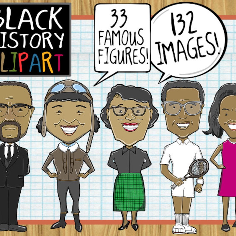 Black History Clip Art Black and White - Etsy