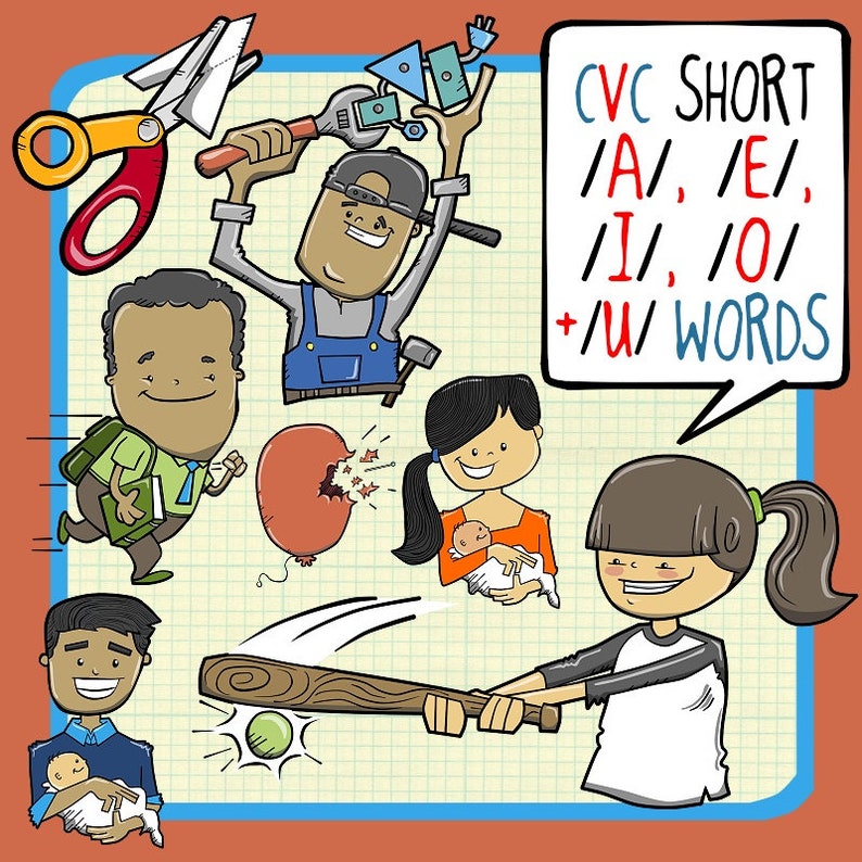 CVC Short Vowel Clip Art Bundle - Etsy