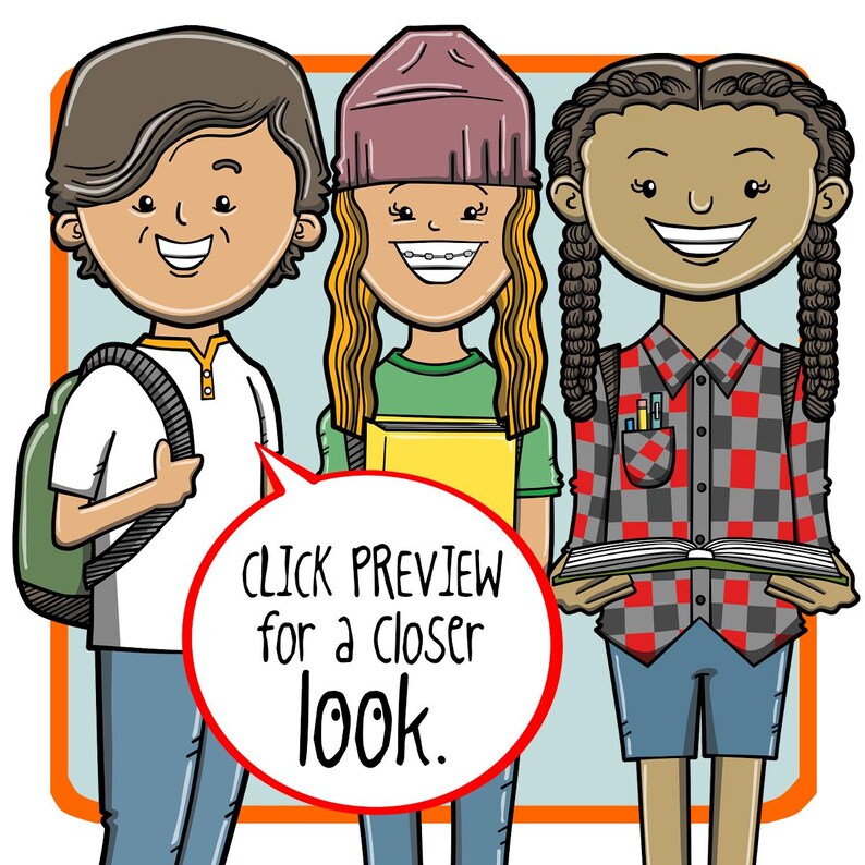 Clip Art: High School Kids, Middle School, Upper Elementary, Students ...
