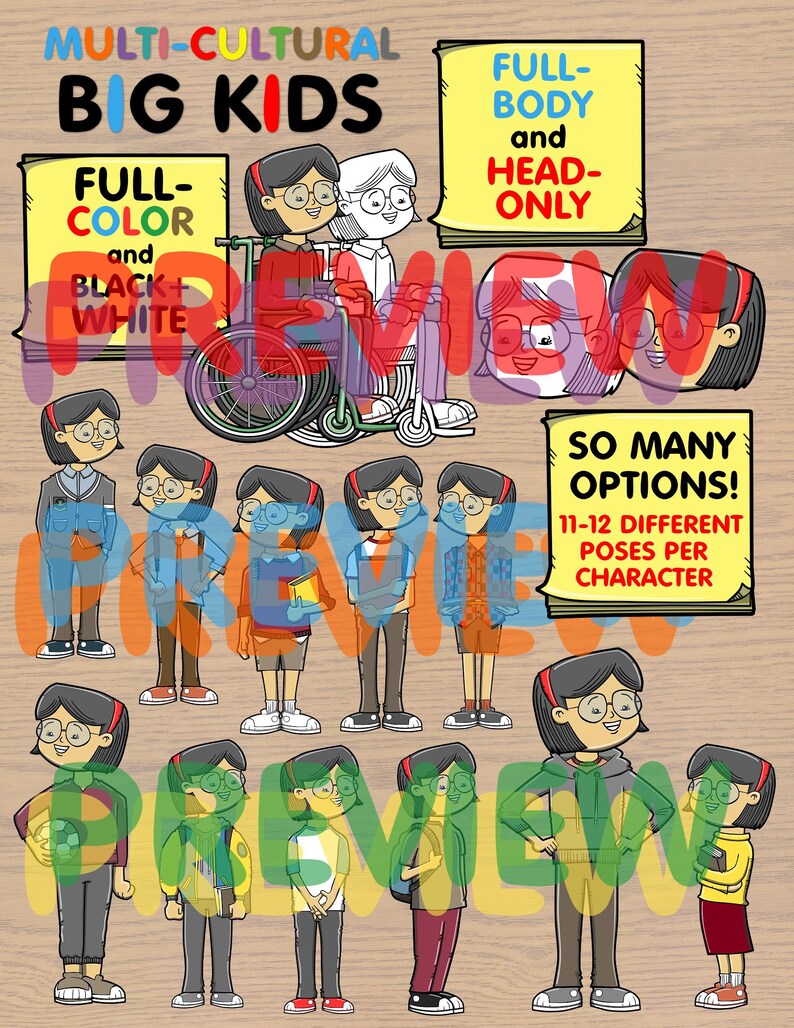 Clip Art: High School Kids, Middle School, Upper Elementary, Students ...