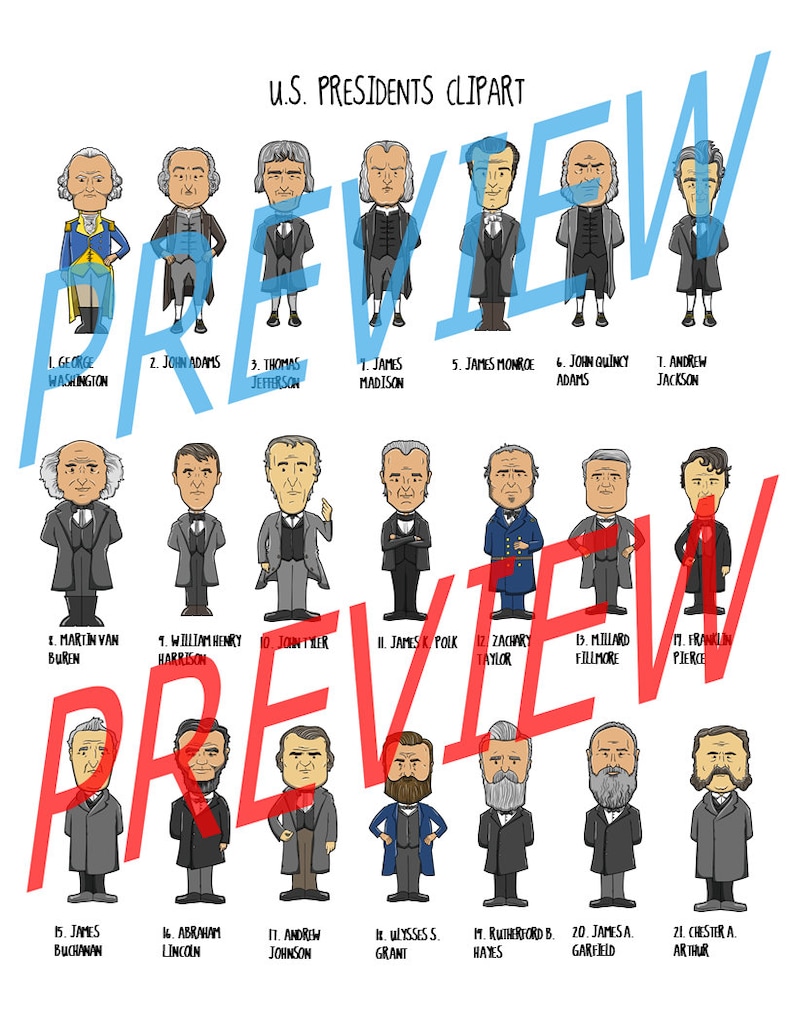 American Presidents Clipart | Etsy