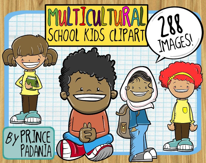 Multicultural School Children Clip Art
