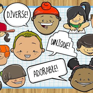 Multicultural School Kids / Students / Children Clip Art - Etsy