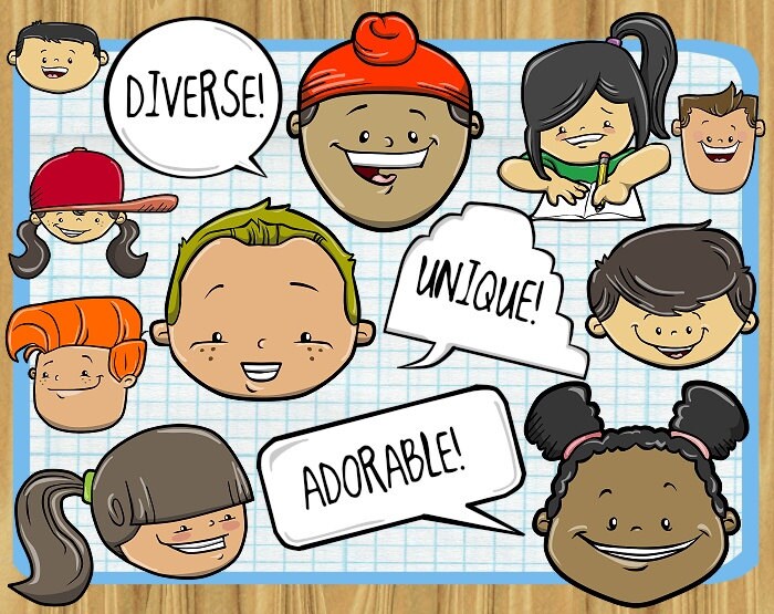 Multicultural School Kids / Students / Children Clip Art - Etsy
