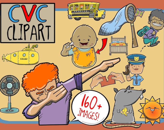 CVC Rhyming Word Clipart - AM - B/W & Color Images. for Small ...