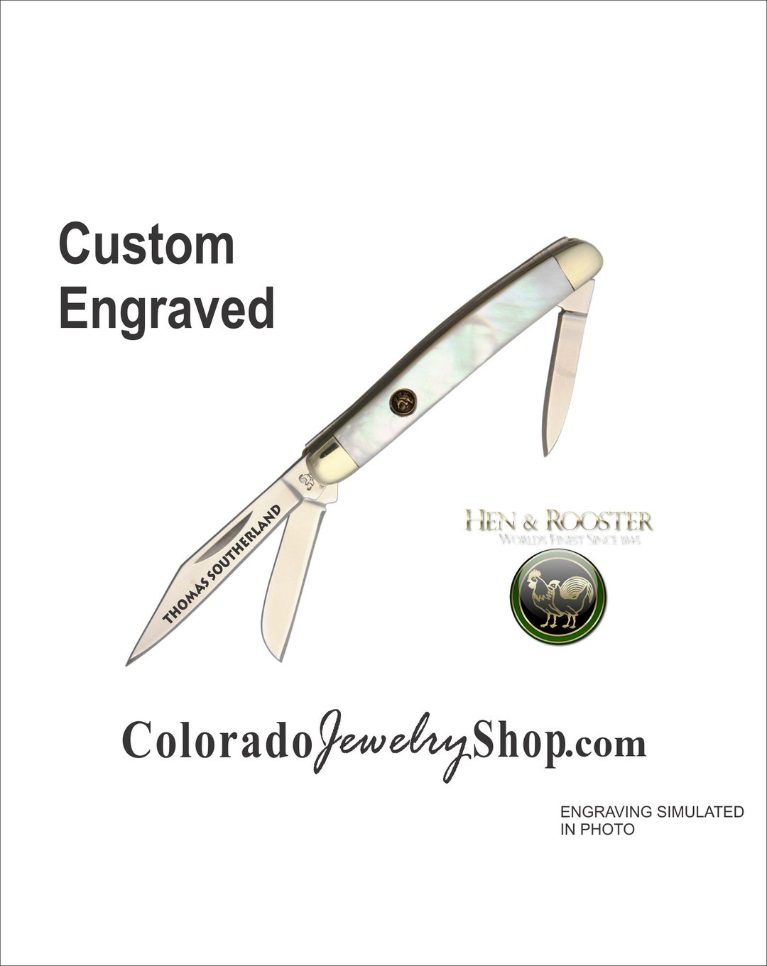 Grade A Mother of Pearl Handle Pocket Knife 30th Anniversary, Engraved ...