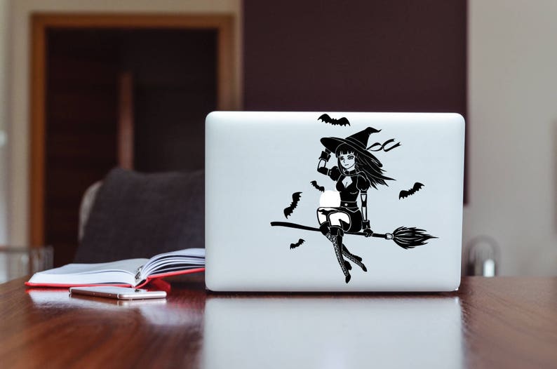 Cute Witch Flying on Broom Decal Sticker Design for Any Smooth | Etsy
