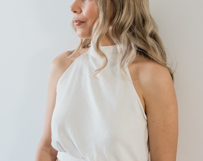 Halterneck Bridal Crop Top, Ivory Crop Top for Wedding Outfit, High ...