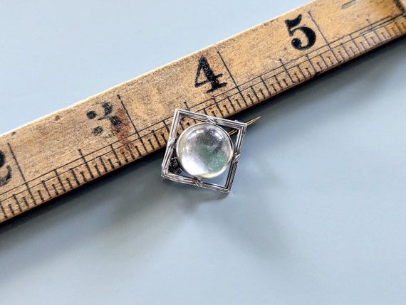Small Arts & Crafts Brooch - Antique Faux Moonstone L… - Gem