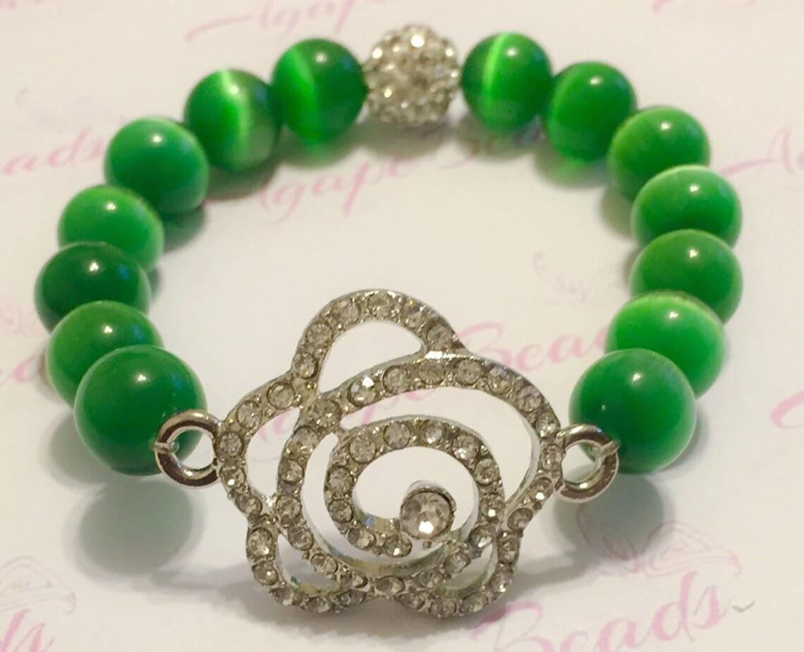 Clear Crystal Links Rose Charm Bracelet - Etsy